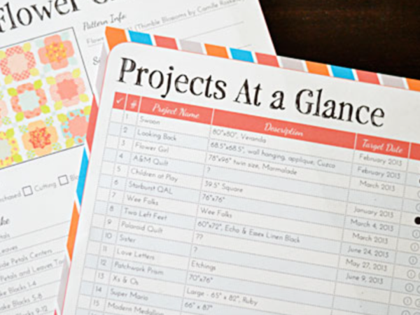Free Printable Quilt Project Tracker and Organizers - It's Only Fabric ...